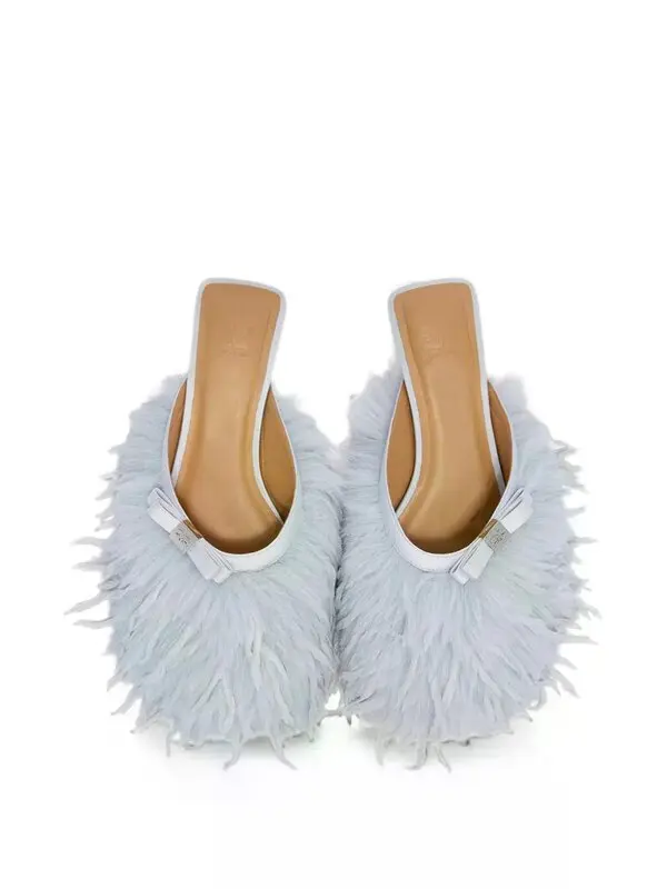 GANNI Sue Kitten Heel Mules In Ostrich