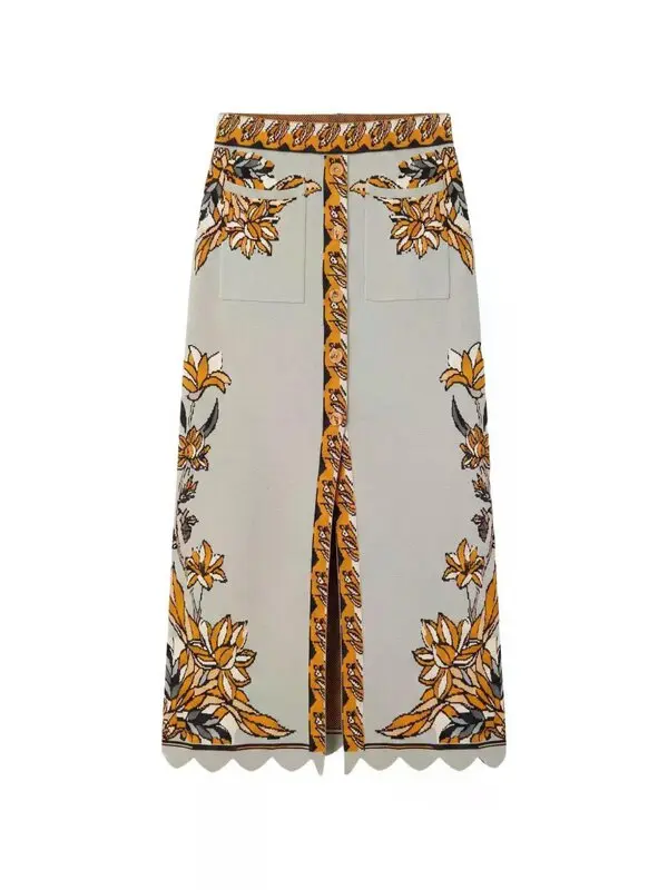 Farm Rio Stained Glass Beauty Knit Skirt - Neutrals
