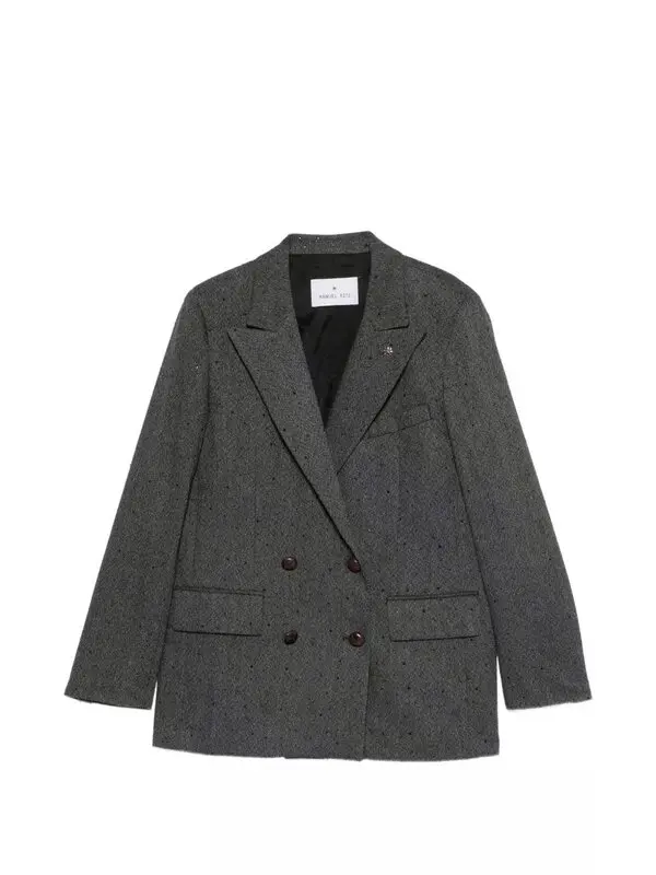 MANUEL RITZ Double-breasted Chevron-weave Blazer