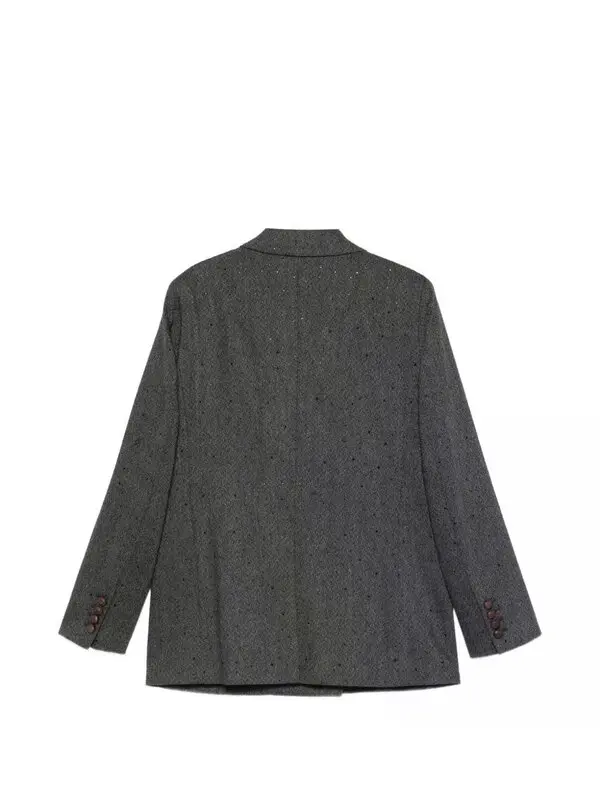 MANUEL RITZ Double-breasted Chevron-weave Blazer