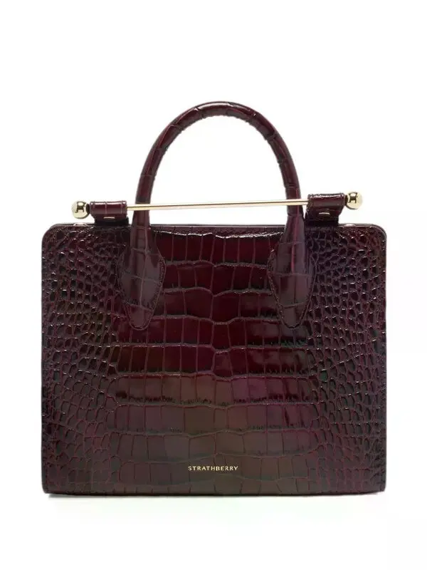Strathberry Mini Music Bar Crocodile-embossed Tote Bag