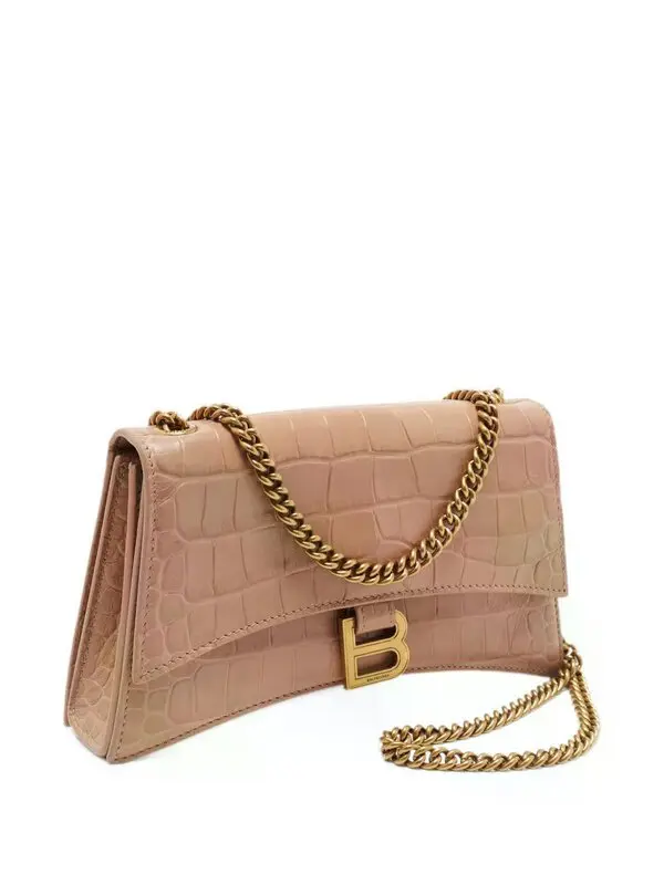 Balenciaga Hourglass Croc-embossed Shoulder Bag