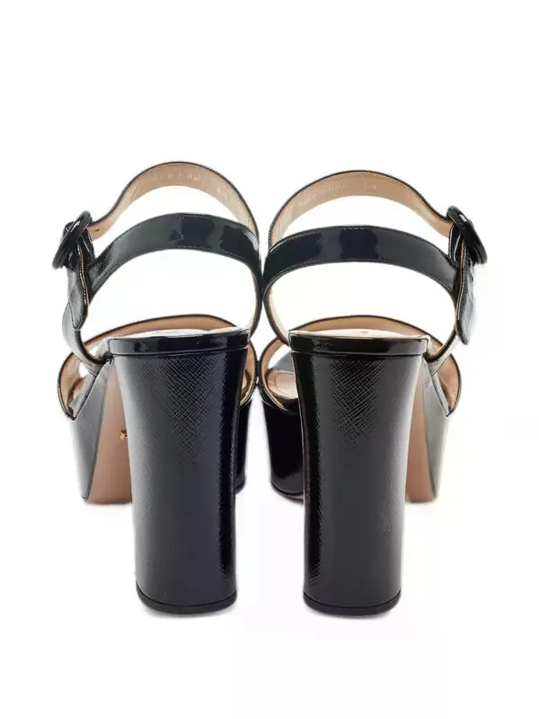 Prada Vernice Platform Ankle Strap Sandals