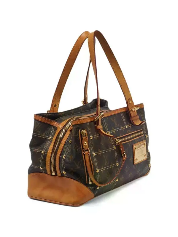 LOUIS VUITTON 2007 Riveting Monogram Logo-plaque Tote Bag - Brown