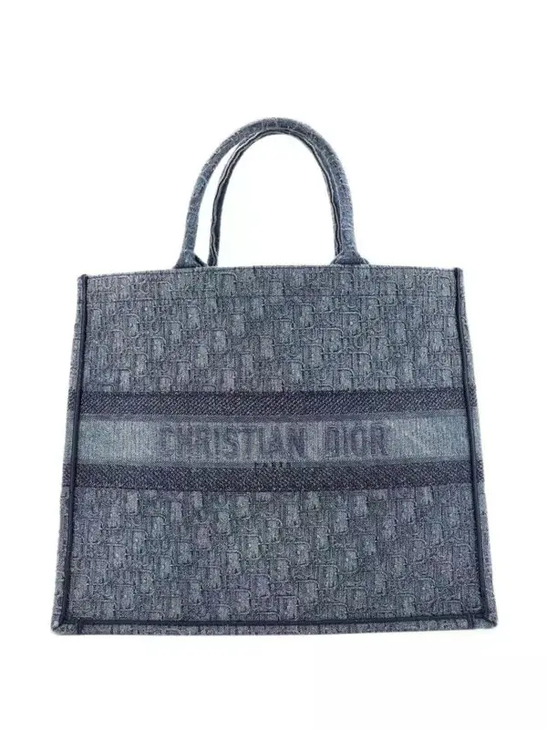 Dior Book Oblique Denim Large Tote Bag - Blue