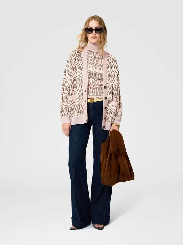 Missoni Oversized Viscose And Cotton Lamé Chevron Cardigan - Multicoloured