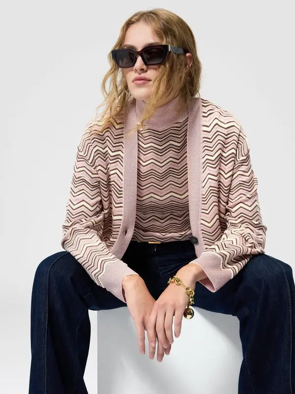 Missoni Oversized Viscose And Cotton Lamé Chevron Cardigan - Multicoloured