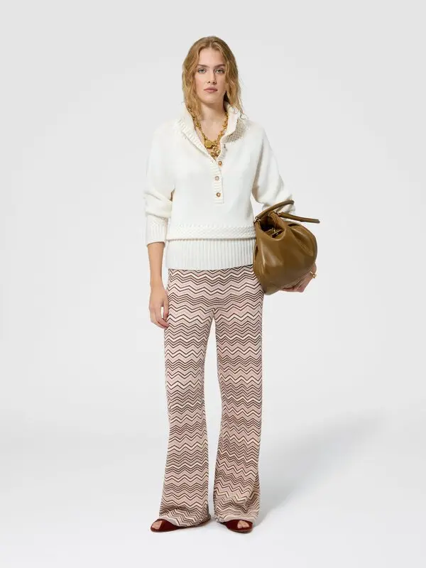 Missoni Viscose And Cotton Lamé Chevron Palazzo Trousers - Multicoloured