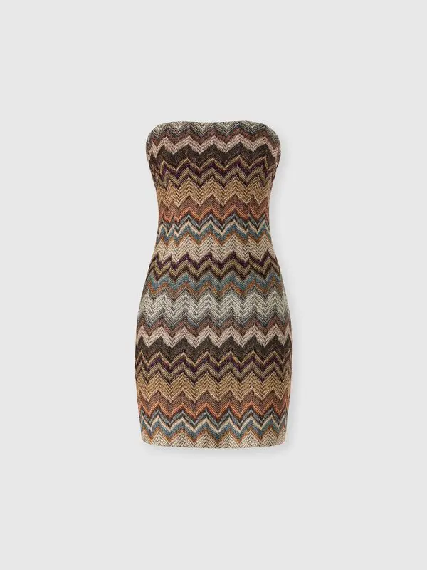 Missoni Zig Zag Mini Dress In Lamé Viscose