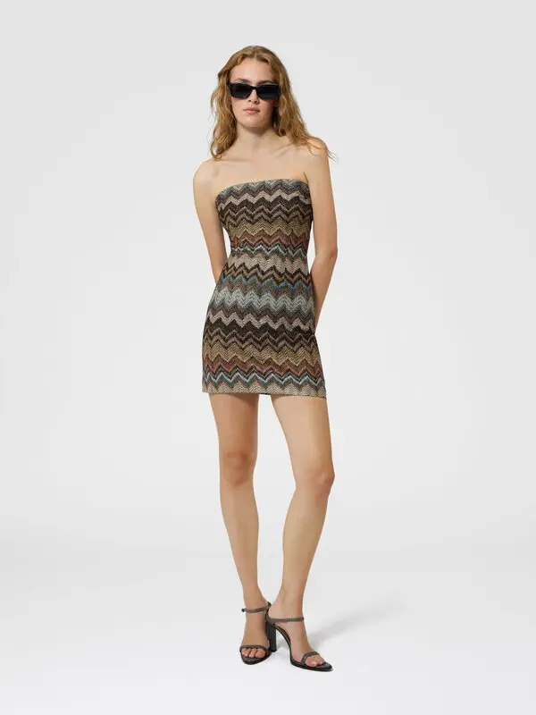 Missoni Zig Zag Mini Dress In Lamé Viscose