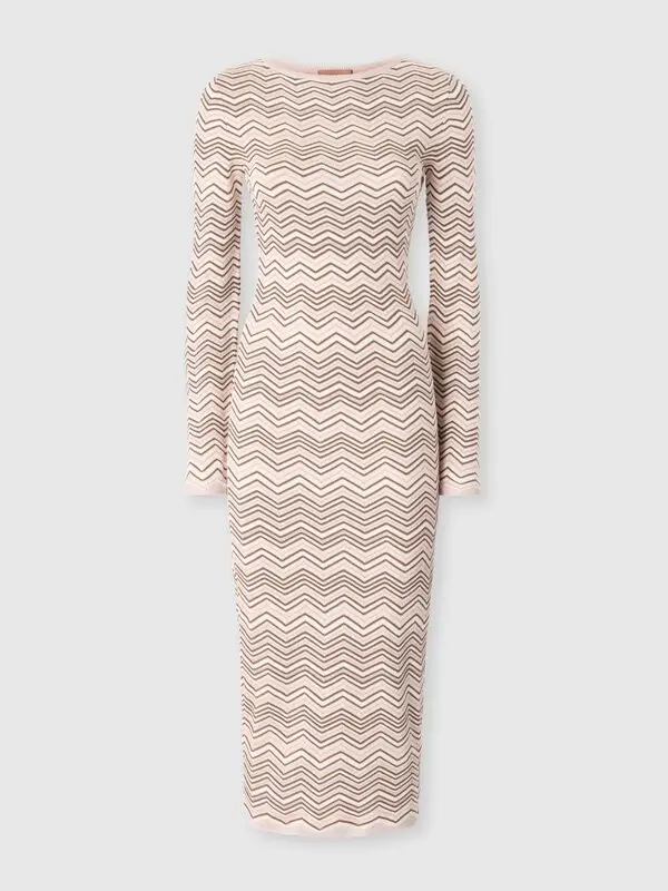 Missoni Long Dress In Viscose And Cotton Lamé Chevron - Multicoloured