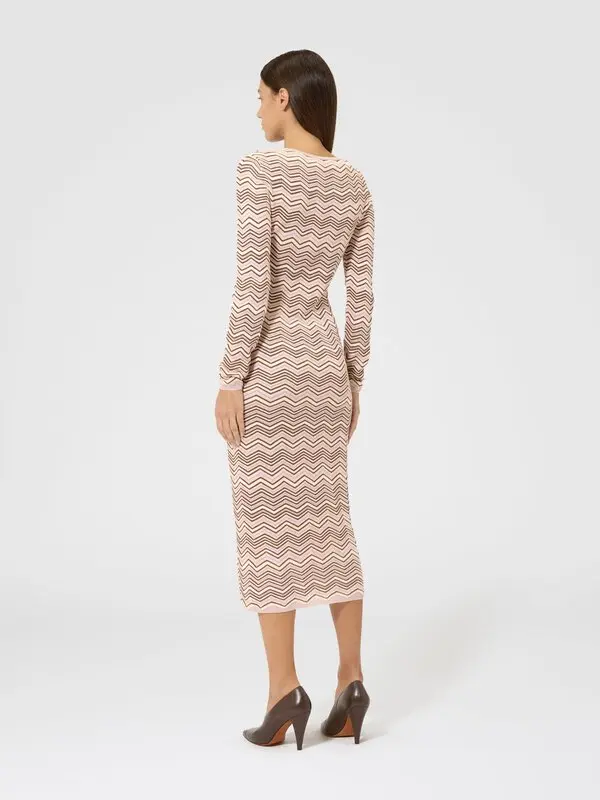 Missoni Long Dress In Viscose And Cotton Lamé Chevron - Multicoloured