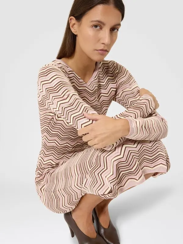 Missoni Long Dress In Viscose And Cotton Lamé Chevron - Multicoloured