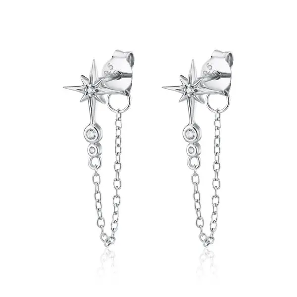SCREAM PRETTY Chained Star Stud Earrings - Silver