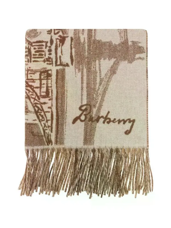 Burberry Wide River Thames Cashmere Scarf - Neutrals