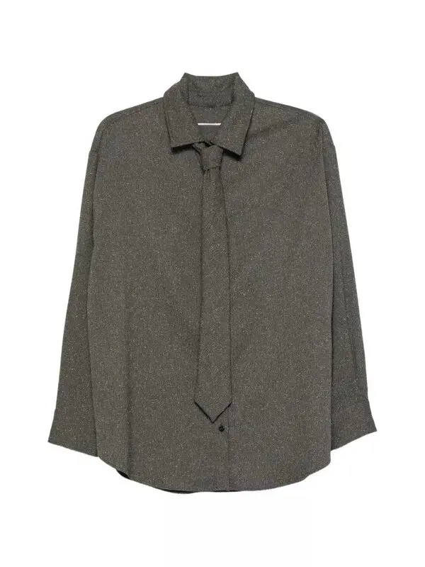 MANUEL RITZ Mélange-effect Tie-detail Shirt