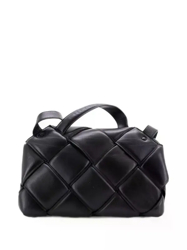 Bottega Veneta Top Handle Padded Maxi Intrecciato Leather Shoulder Bag