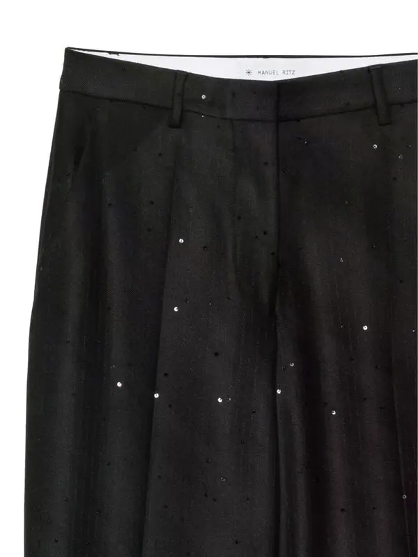 MANUEL RITZ Sequin-embellished Pinstriped Trousers