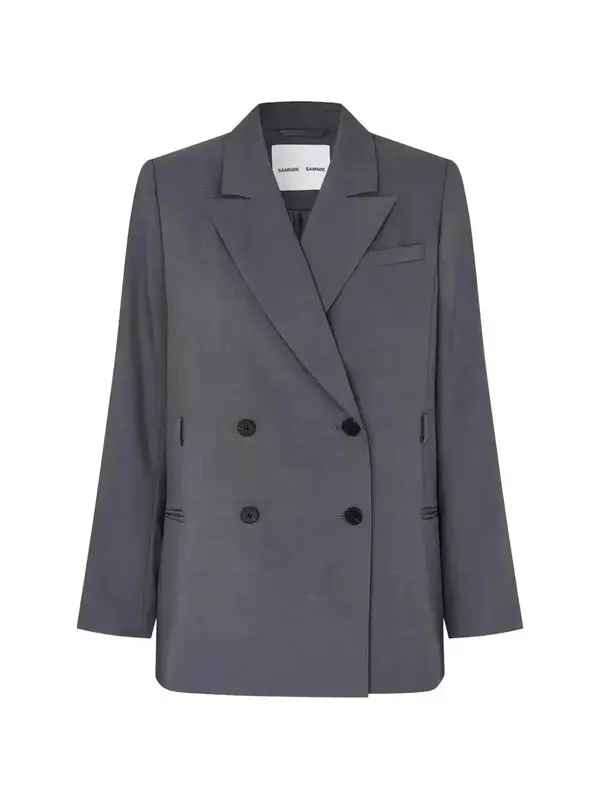 Samsøe Samsøe Sahelly Double-breasted Peak-lapel Blazer - Grey