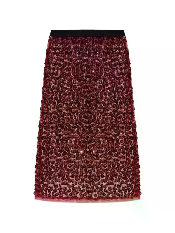 Munthe Sequin-embellished Gingham Midi Skirt