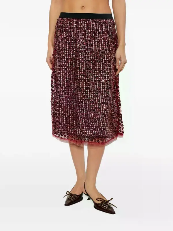 Munthe Sequin-embellished Gingham Midi Skirt