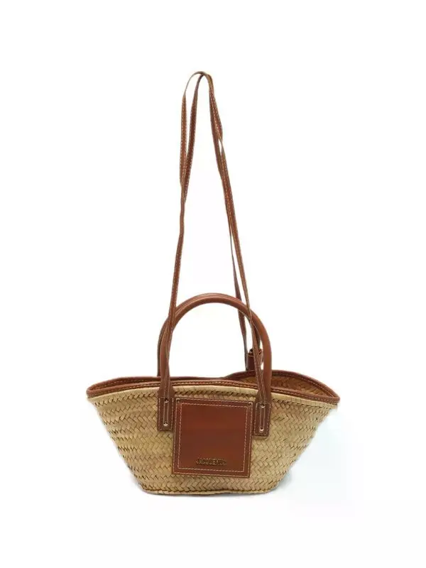 Jacquemus Small Soli Leather Straw Tote Bag - Neutrals