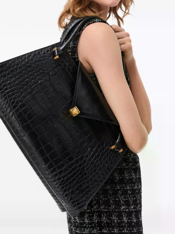 Versace Severine Croc-effect Leather Large Shoulder Bag