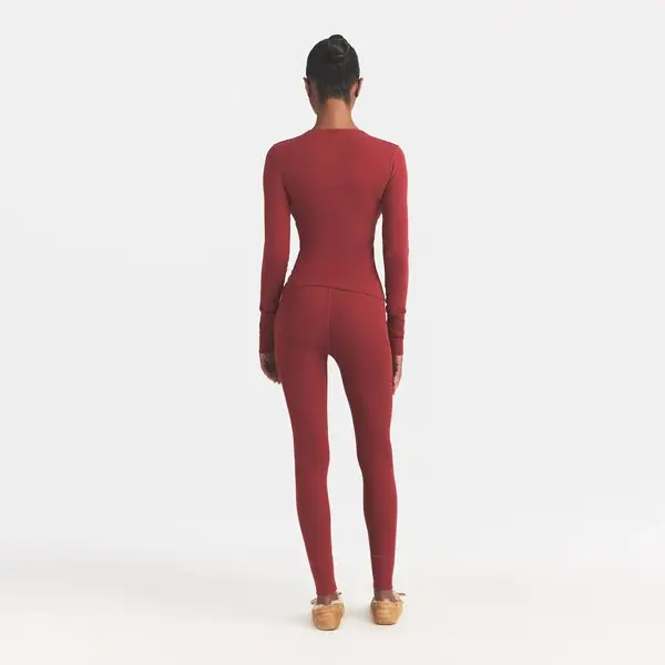SKIMS Mid Rise Legging | Red | | Cotton Rib
