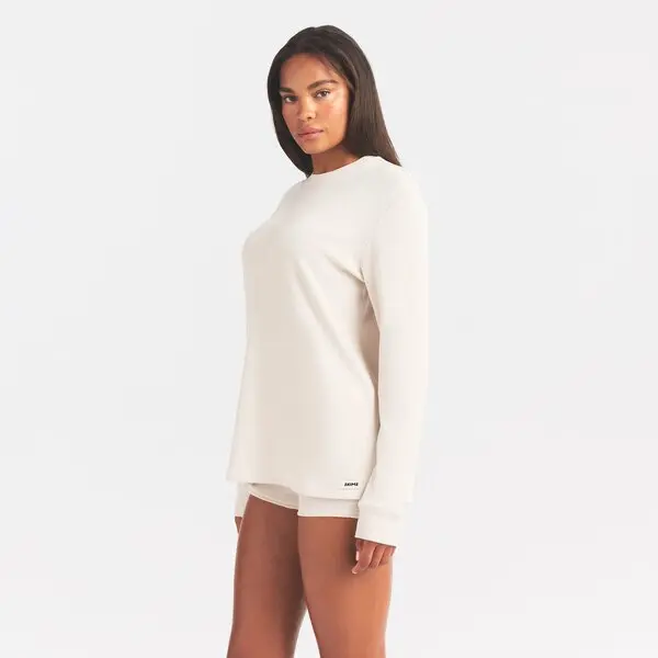 SKIMS Oversized Long Sleeve Top | Light Neutral | | Waffle