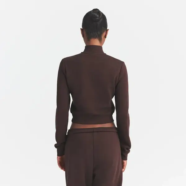 SKIMS Logo Track Jacket | Deep Neutral | | Cotton Fleece