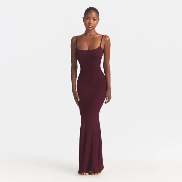 SKIMS Long Slip Dress | Red | | Soft Lounge