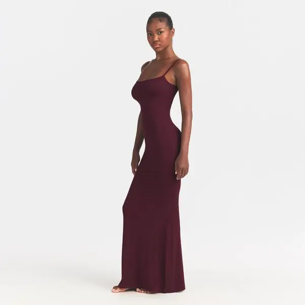 SKIMS Long Slip Dress | Red | | Soft Lounge