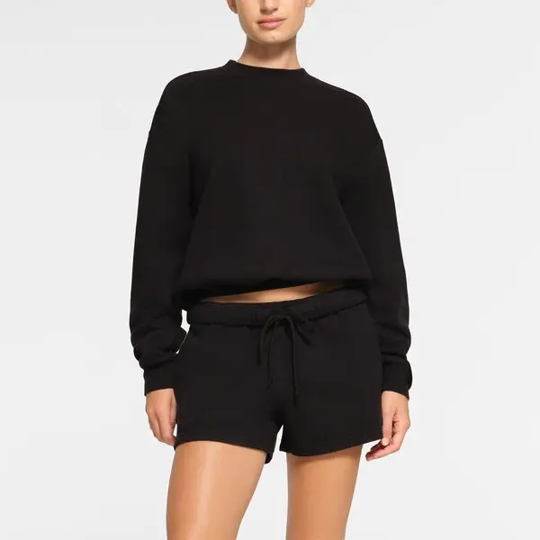 SKIMS Crewneck | Black | | Cotton Fleece - Onyx