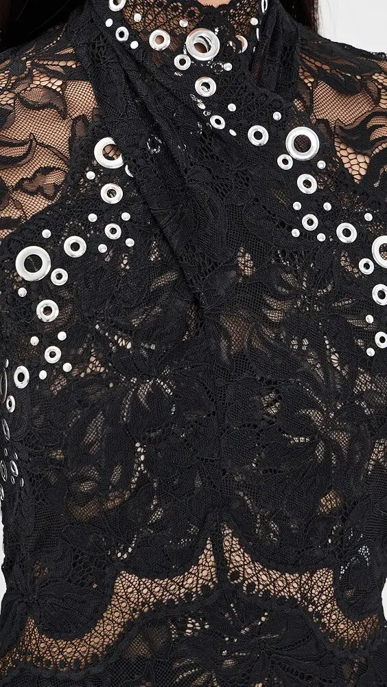 Rabanne Lace Wrap Long-sleeve Maxi Dress