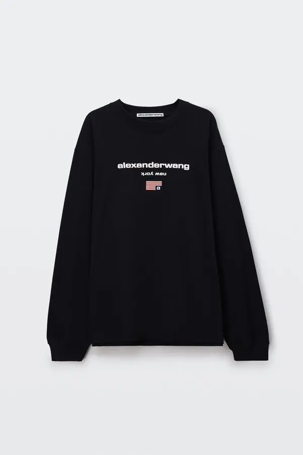 Alexander Wang Logo Graphic Long Sleeve Tee - Black