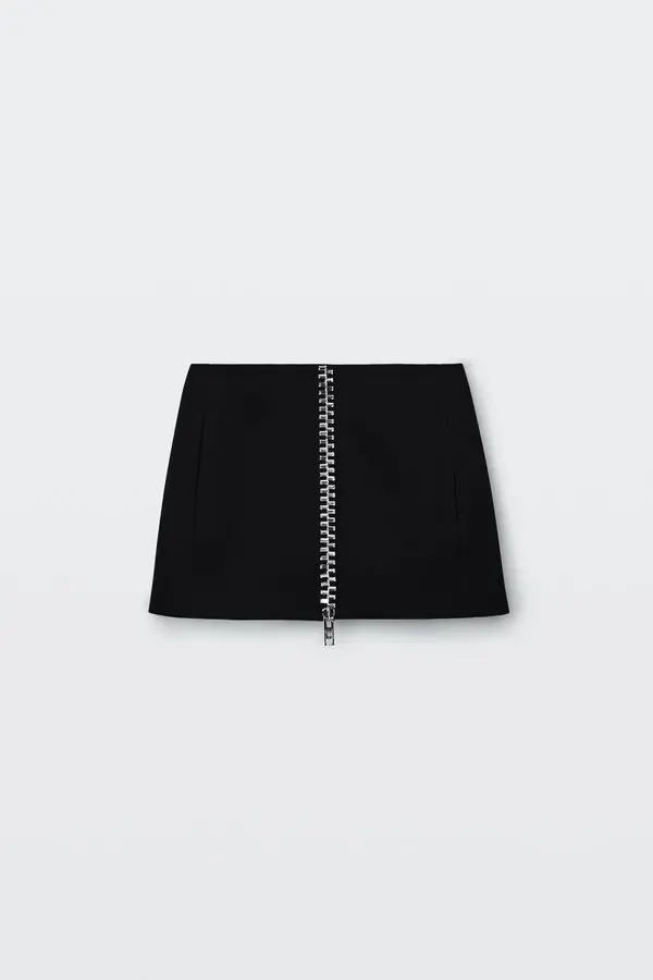 Alexander Wang Crystal Zipper High-rise Micro Mini Skirt