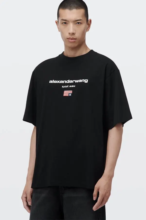 Alexander Wang Logo Graphic Short Sleeve Tee - Black