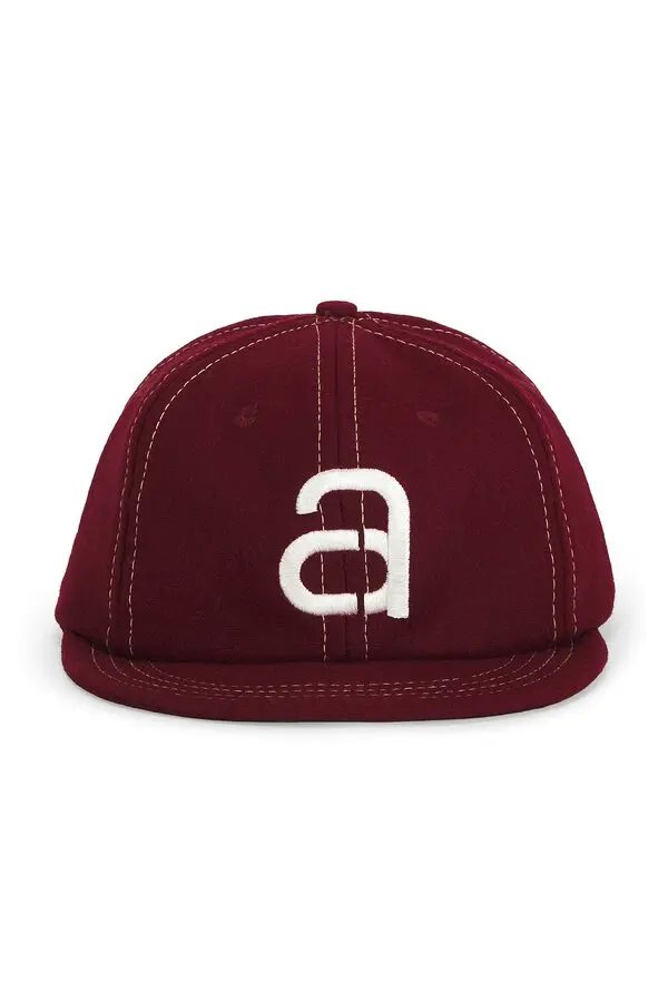 ART COMMUNITY Wool Short Brim Cap In Burgundy - Maroon