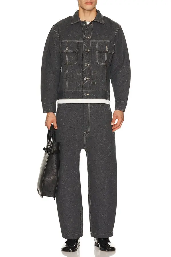 ART COMMUNITY Motif Japanese Denim Jacket In Denim-dark