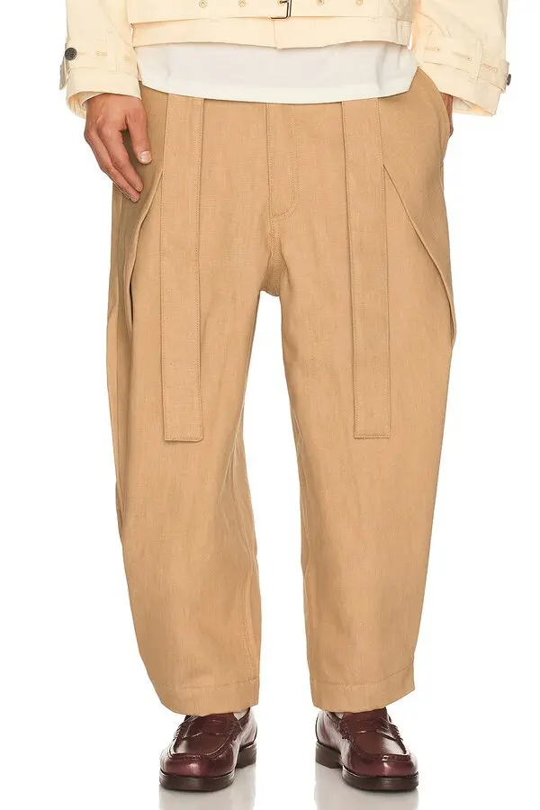 ART COMMUNITY Kimono Japanese Denim Pant In Brown