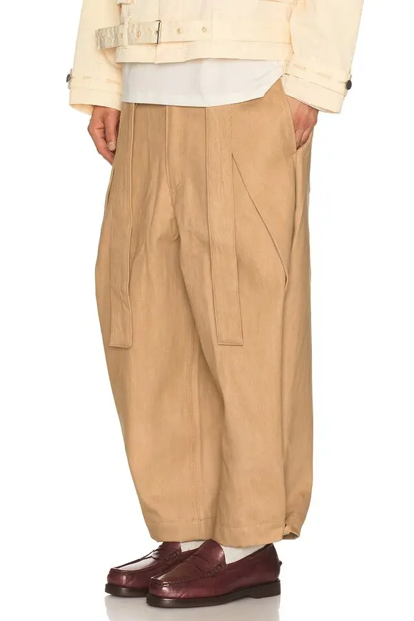 ART COMMUNITY Kimono Japanese Denim Pant In Brown