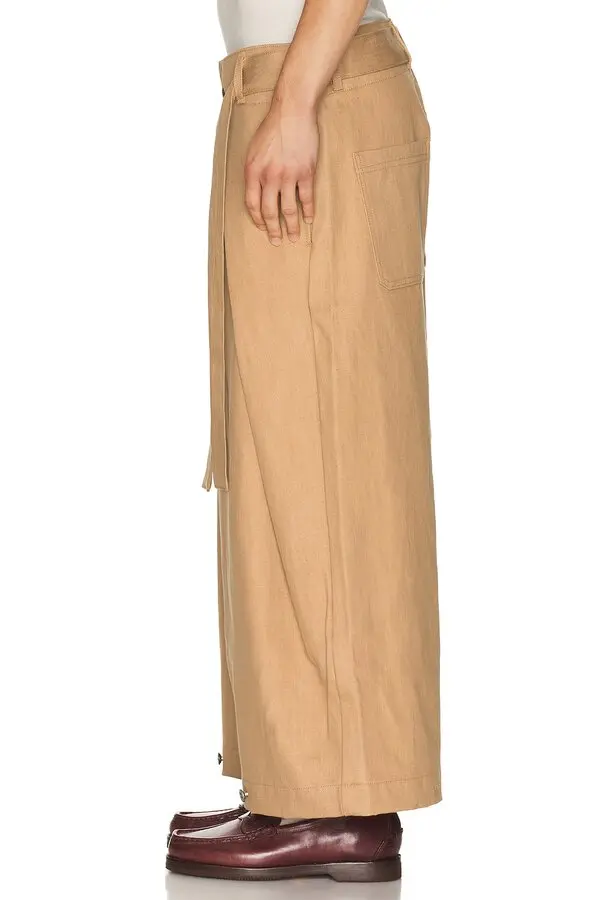 ART COMMUNITY Kimono Japanese Denim Pant In Brown