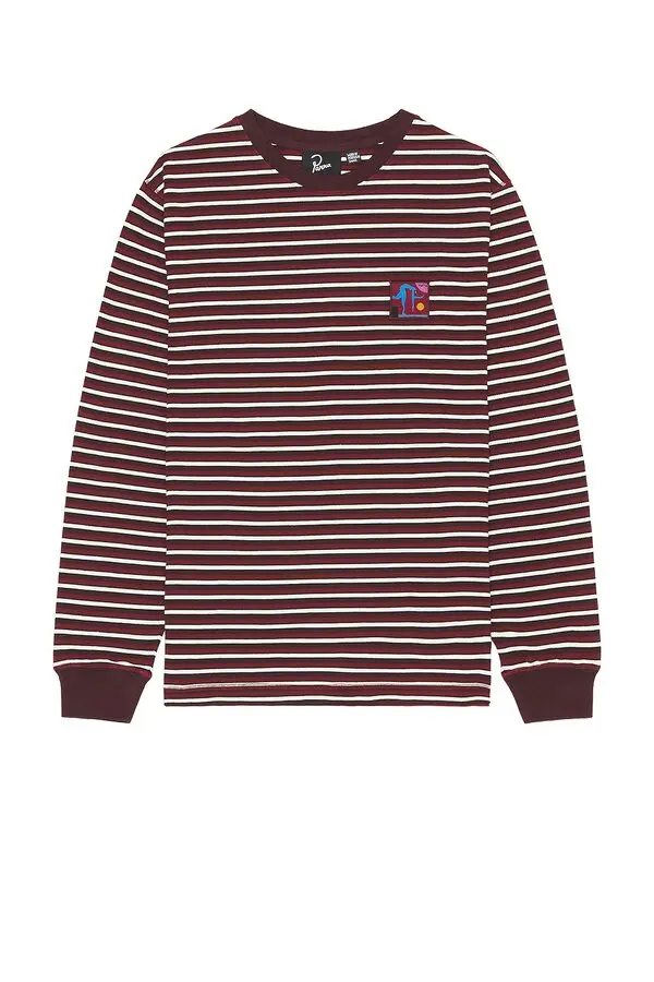 PARRA Tripped Stripes Pique Long Sleeve T-shirt In Burgundy