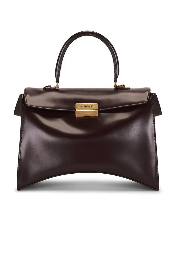 Balenciaga Hourglass Avenue Top Handle Medium Bag In Chocolate - Rasin