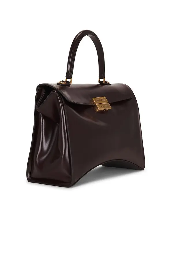 Balenciaga Hourglass Avenue Top Handle Medium Bag In Chocolate