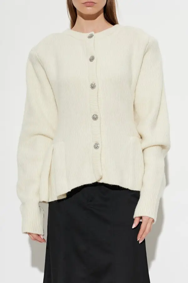 ROTATE BY BIRGER CHRISTENSEN Crewneck Cardigan With Shoulder Pads