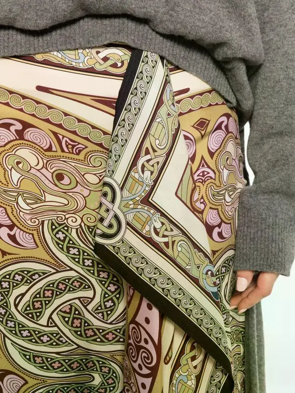La DoubleJ Paisley-print Asymmetric Midi Skirt