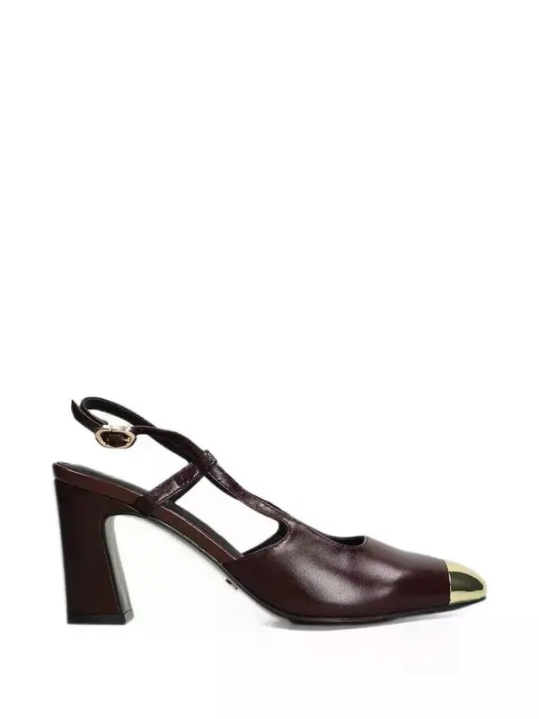 GOLD & ROUGE Lisian Cap-toe Slingback Pumps - Brown