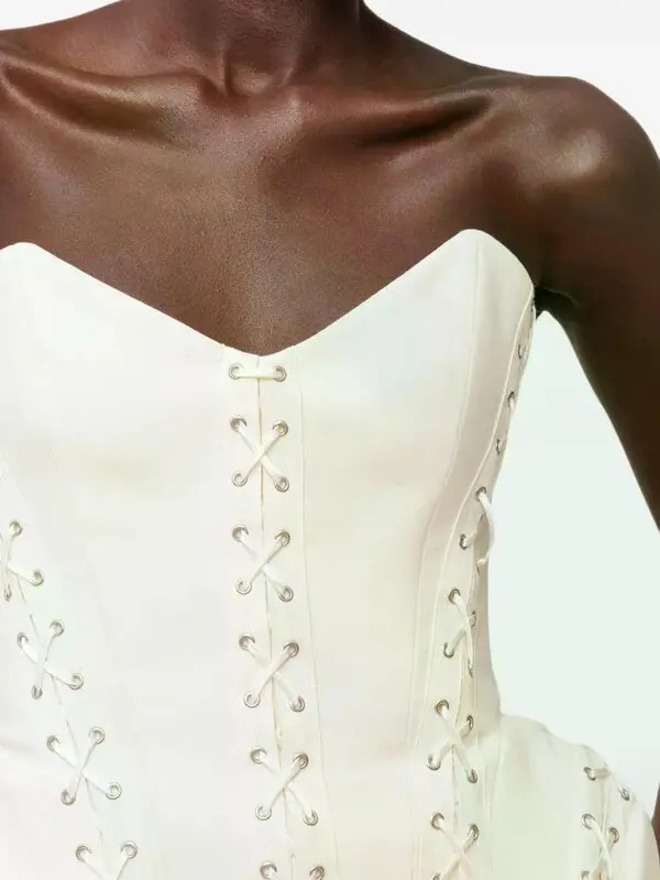NISSA Lace-up Structured Wool Corset Top