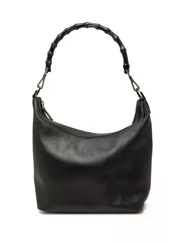 Gucci 2000-2015 Calfskin Bamboo Shoulder Bag - Black